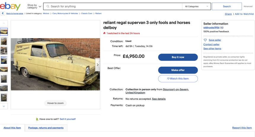 Only Fools and Horses three-wheeler van selling for £6,950 after it was ...