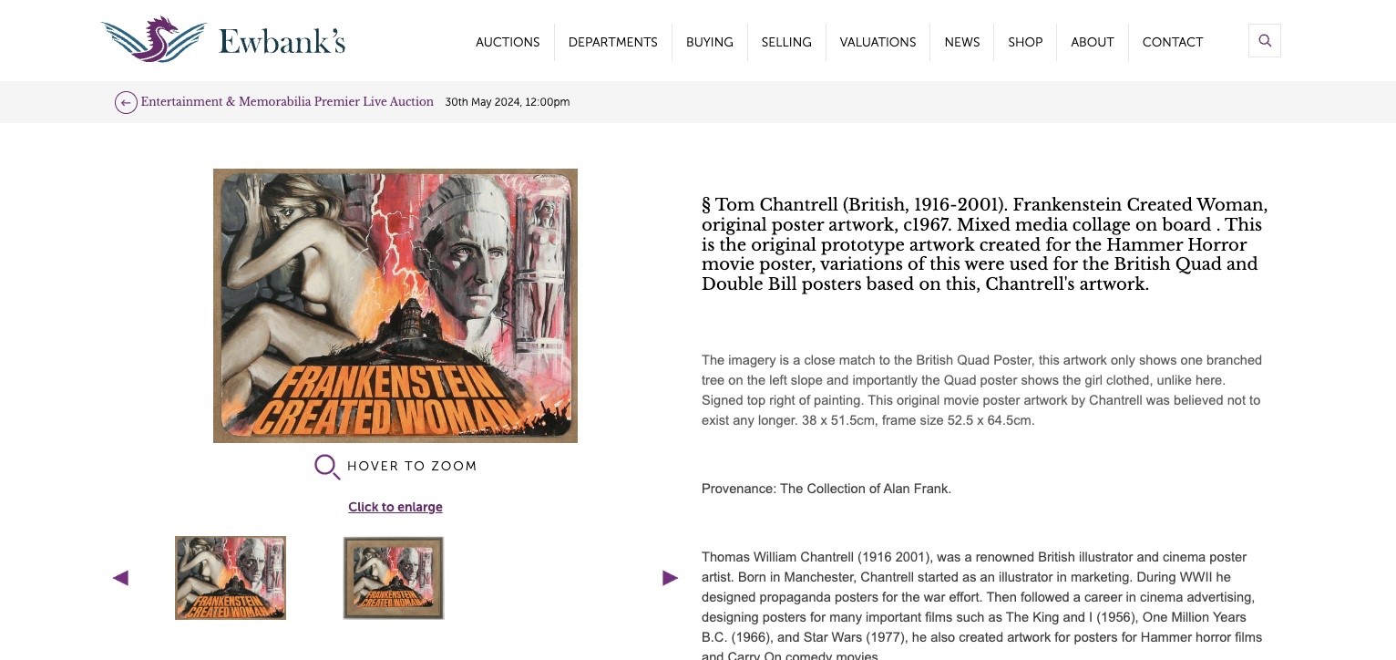 Classic ‘lost’ horror movie posters owned by late critic Alan Frank go ...