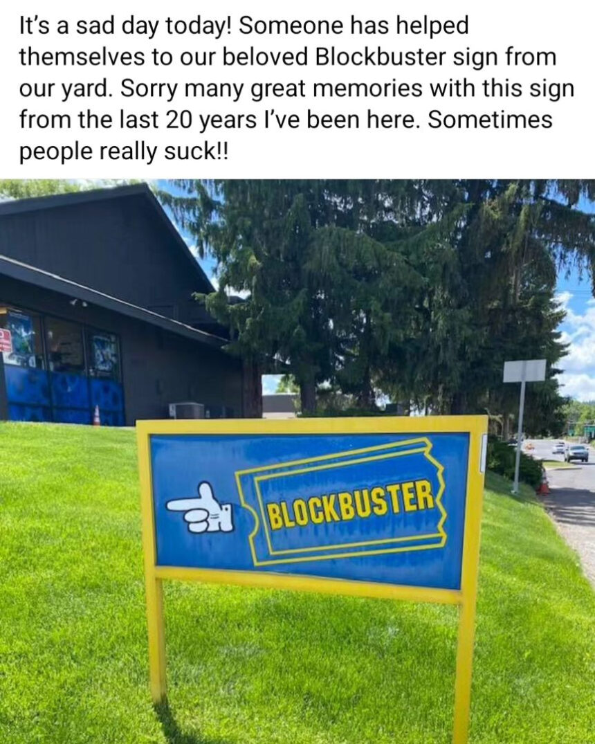 World’s last Blockbuster’s sign is stolen by crooks but then replaced ...