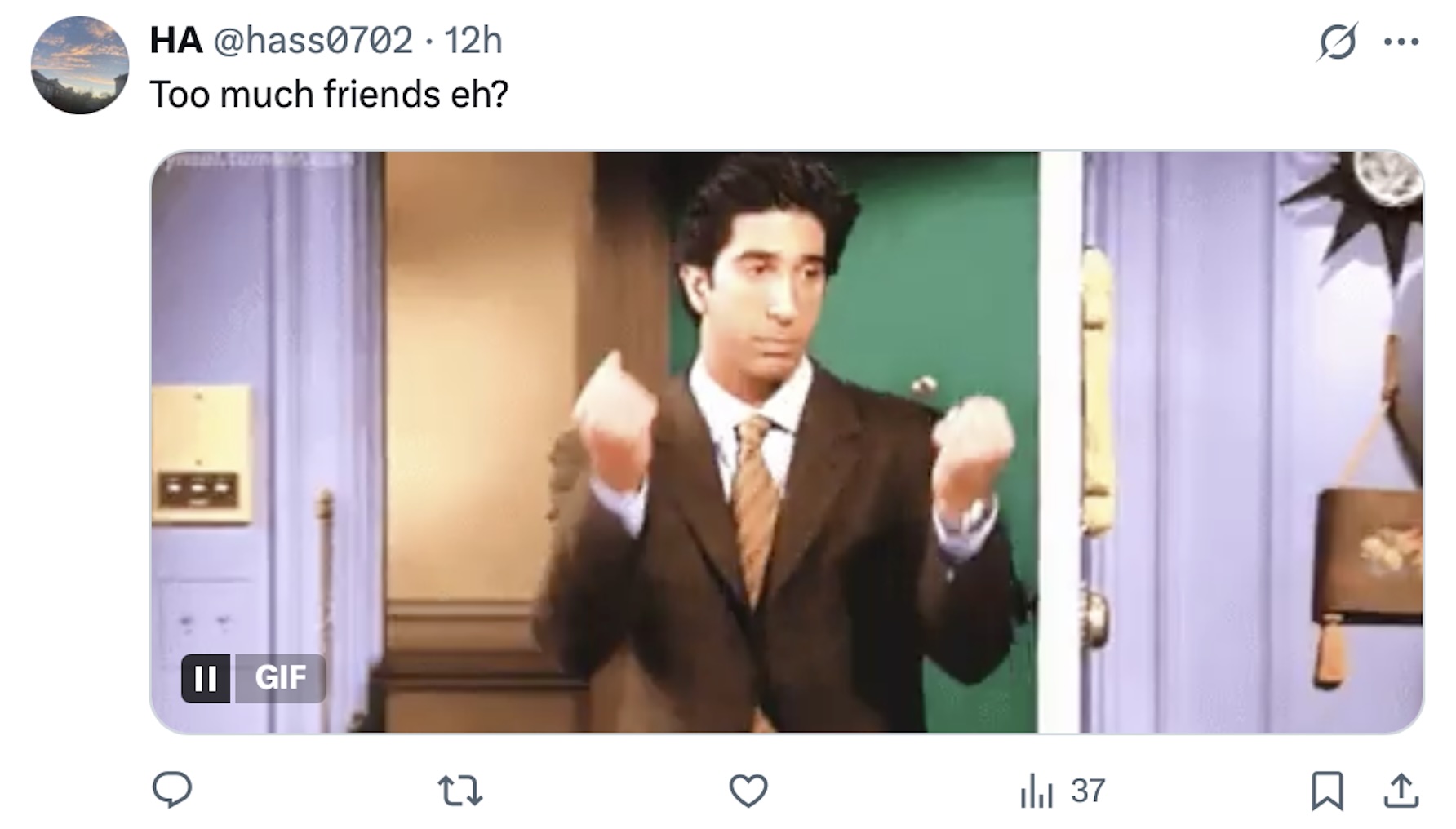Angry woman does Ross and Monica Geller-style fist gesture like Friends ...