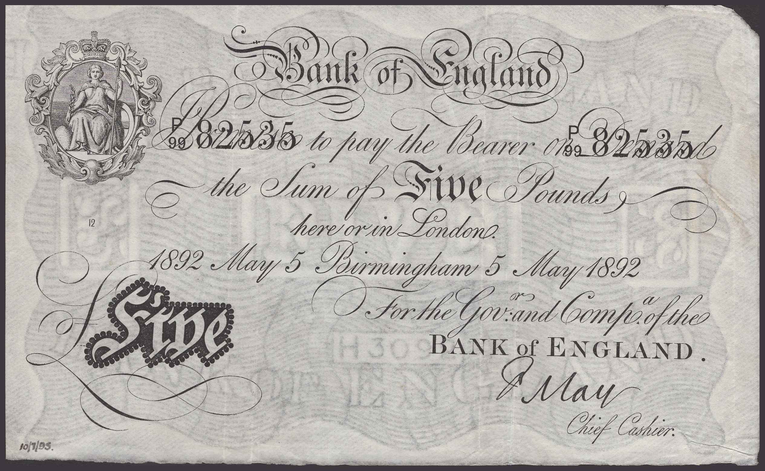 Rare 133-year-old Bank of England £5 note for sale at £25,000… 5,000 ...