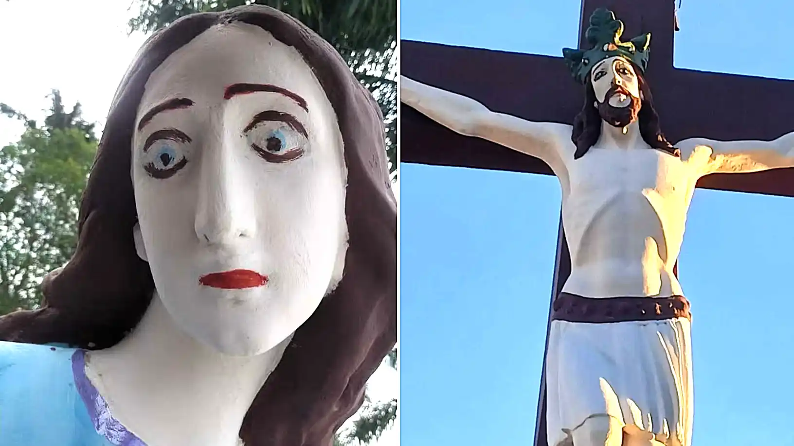 Religious statues covered up after botched restoration slammed by ...